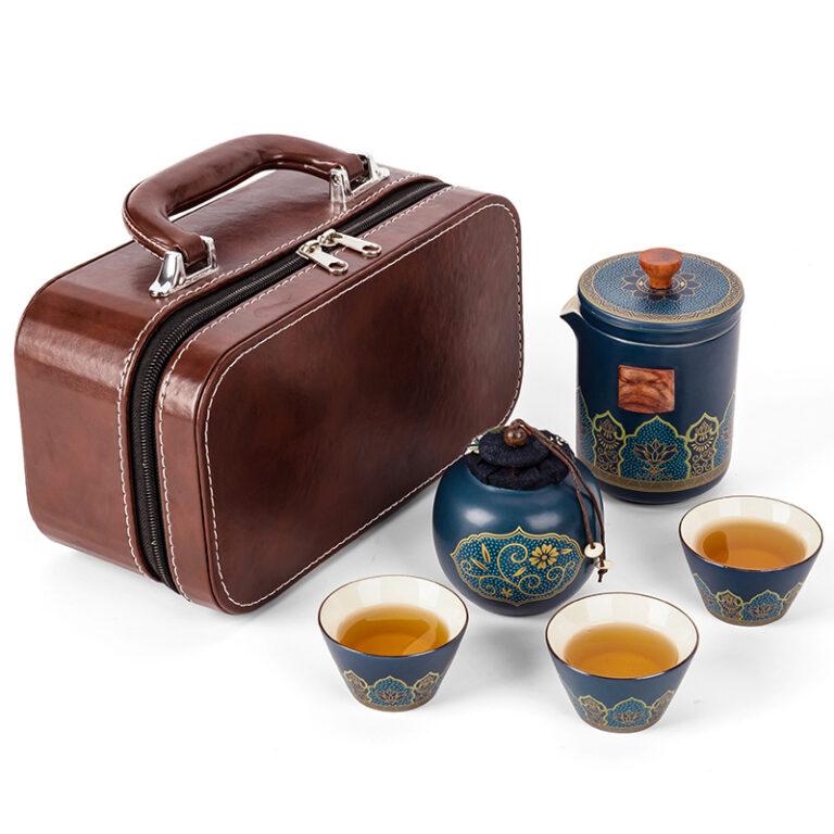 Flower Travel Gaiwan Tea Set with Luxury Bag - Teasetbox.com