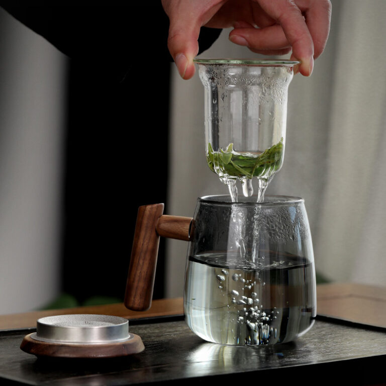 Glass Steep Tea Mug with Infuser and Lid 17 OZ - Teasetbox.com