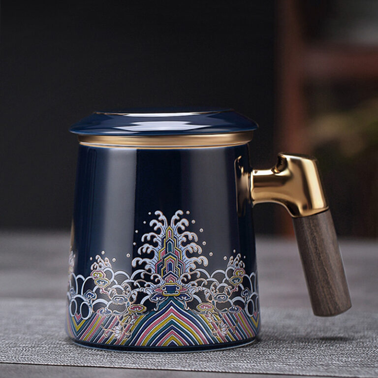 Waves Steep Tea Mug with Infuser and Lid 13.5 OZ - Teasetbox.com