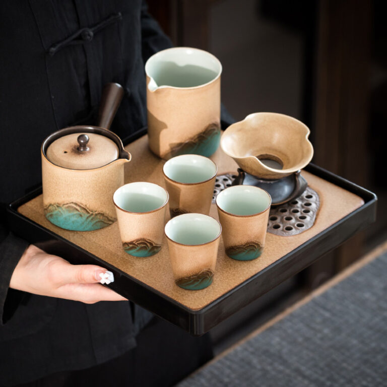 Yellow Lotus Japanese Gongfu Tea Set with Tray - Teasetbox.com