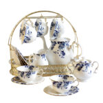 Floral English Tea Set with Rack Porcelain Teapot Set - Teasetbox.com
