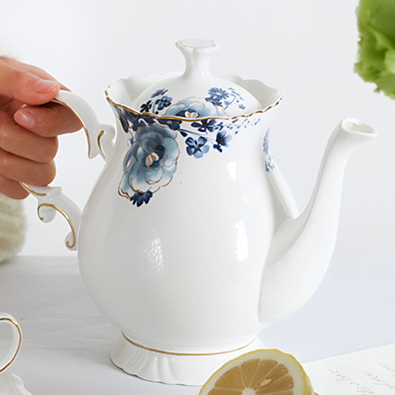 Floral English Tea Set with Rack Porcelain Teapot Set - Teasetbox.com