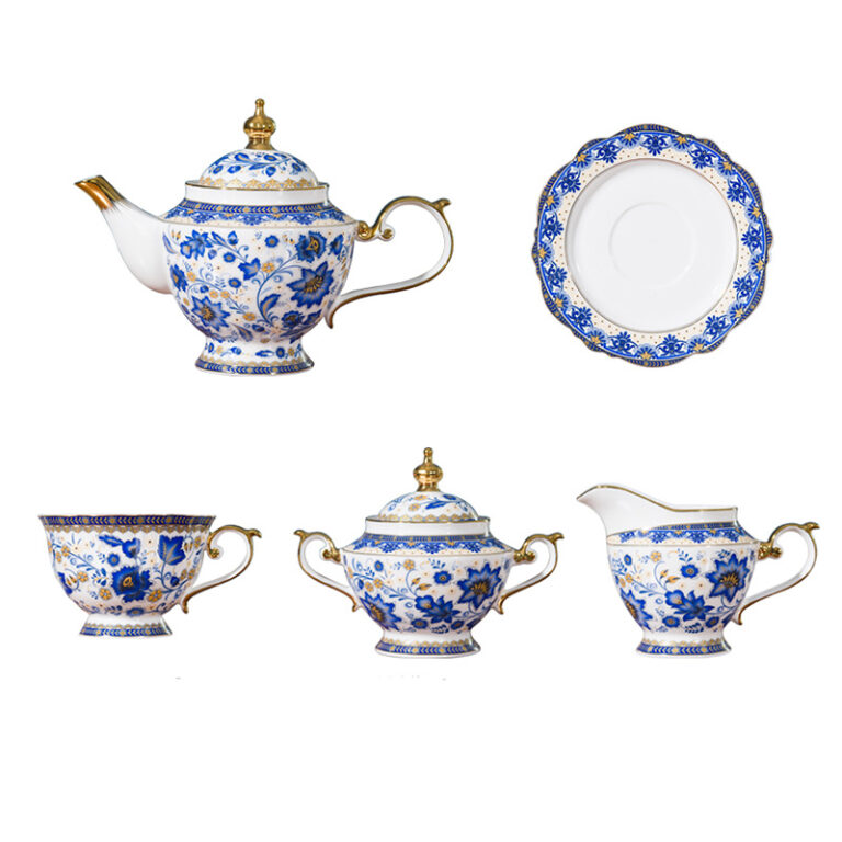 Blue White Coffee Set Bone China English Tea Set | Tea Set Box