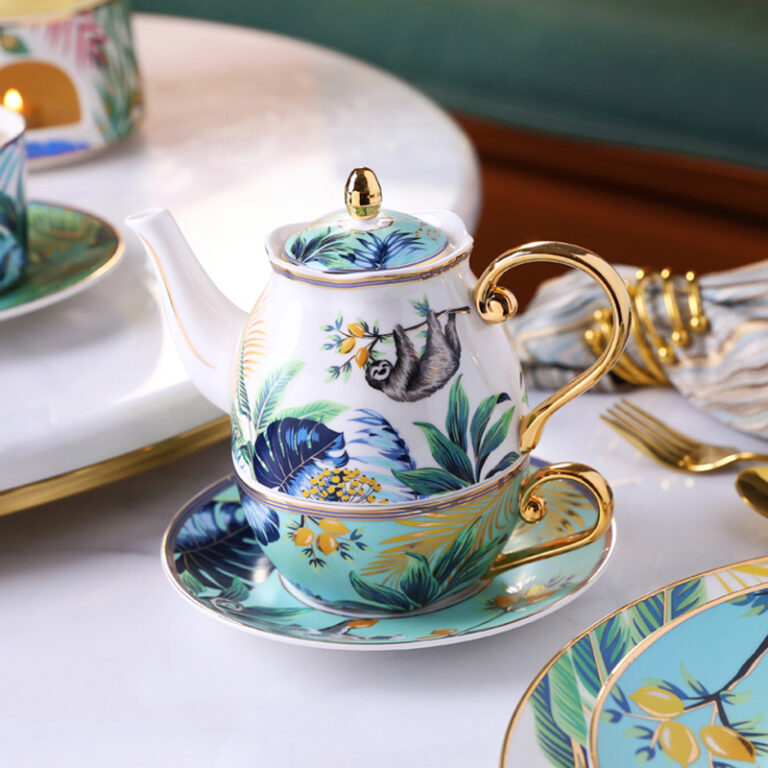 Jungle English Tea Set for One Bone China Teapot - Teasetbox.com