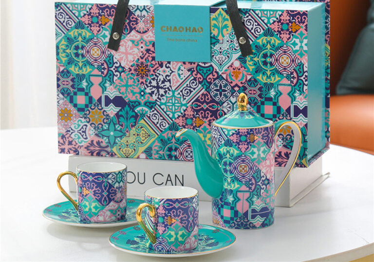 5-Piece Coulorful Turkish Tea Set Bone China Coffee Set - Teasetbox.com