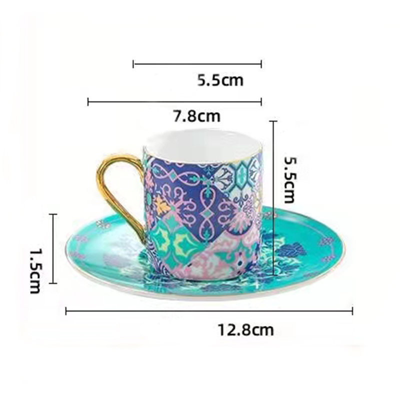 5-Piece Coulorful Turkish Tea Set Bone China Coffee Set - Teasetbox.com