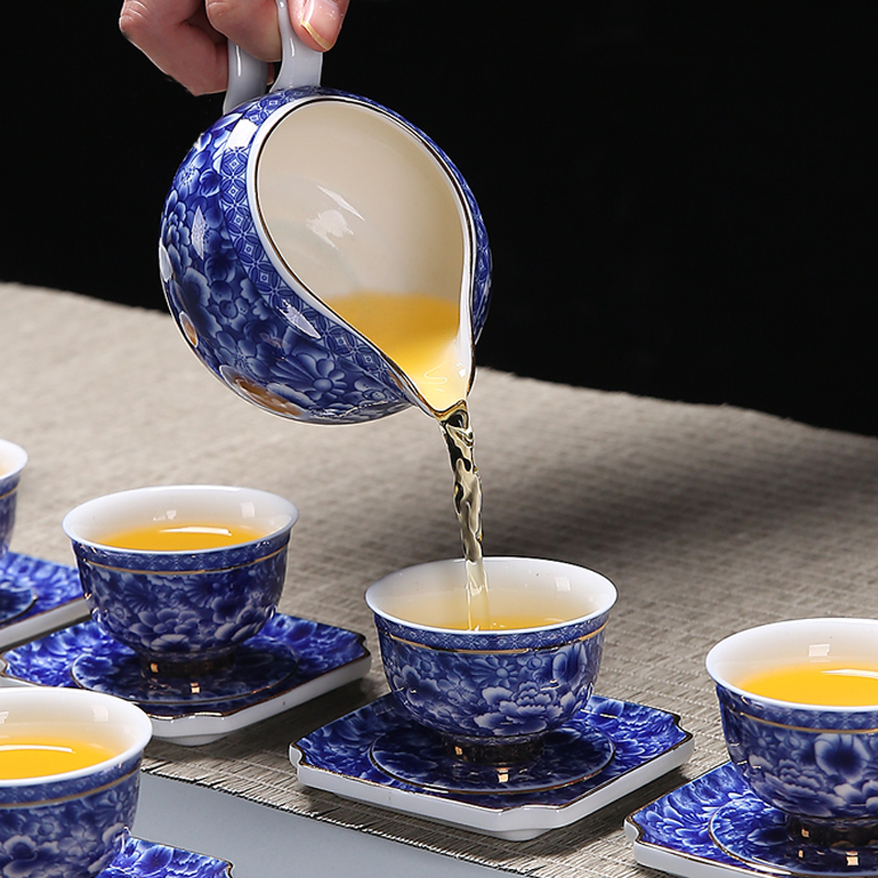 Flowers Porcelain Chinese Gongfu Tea Set Blue and White - Teasetbox.com