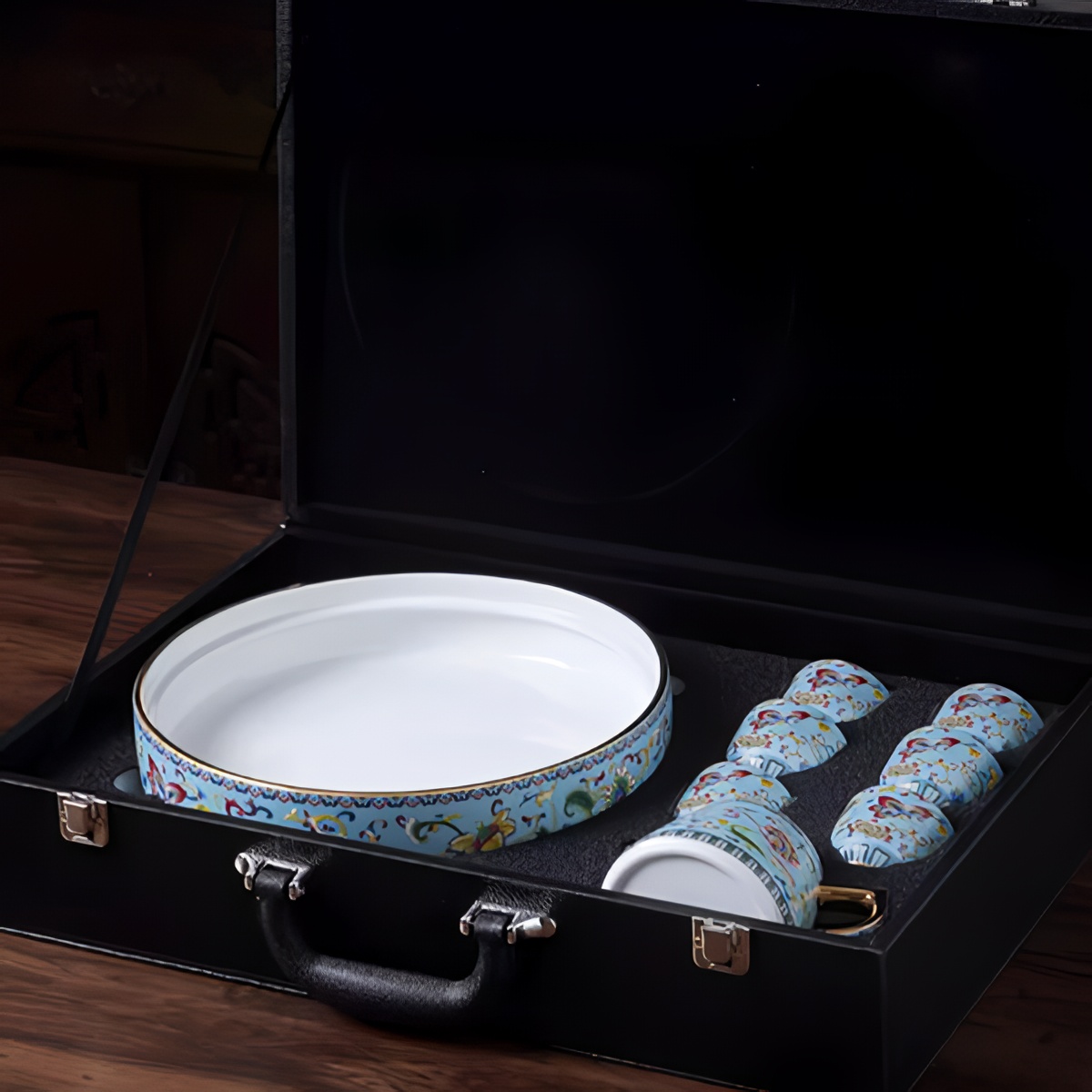 Enamel Chinese Tea Set with Tray Porcelain - Teasetbox.com