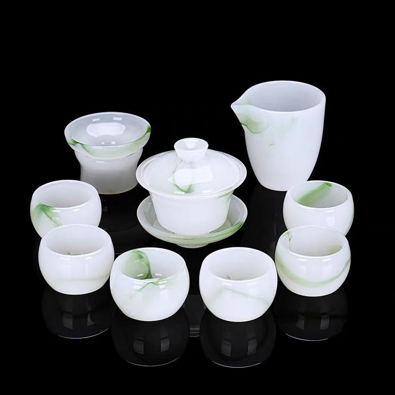 Upscale Chinese Gaiwan Tea Set Liuli Glass - Teasetbox.com