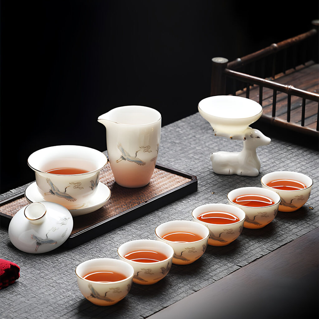 Crane Chinese Gaiwan Tea Set for Gongfu Cha - Teasetbox.com