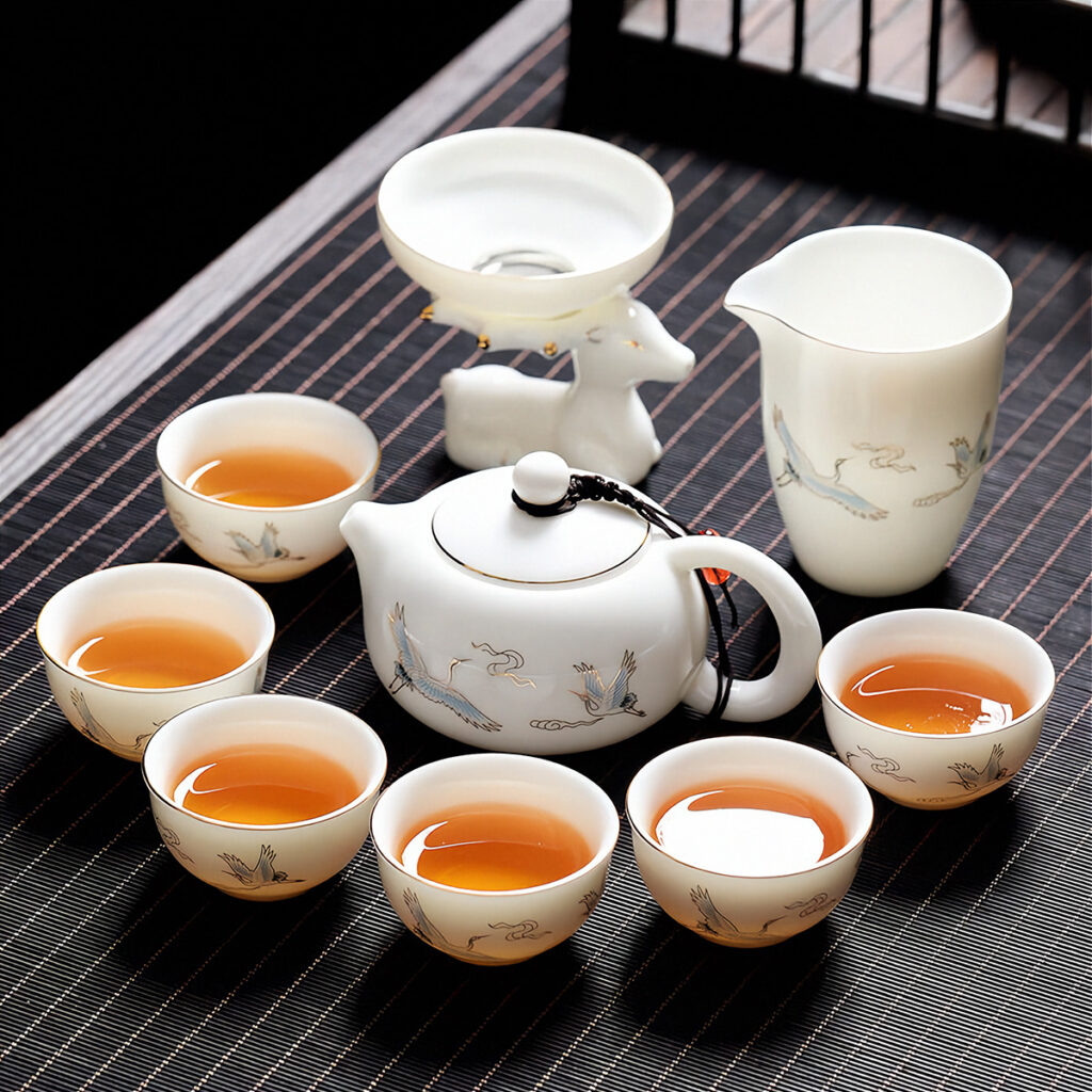Crane Chinese Porcelain Tea Set for Gongfu Cha - Teasetbox.com