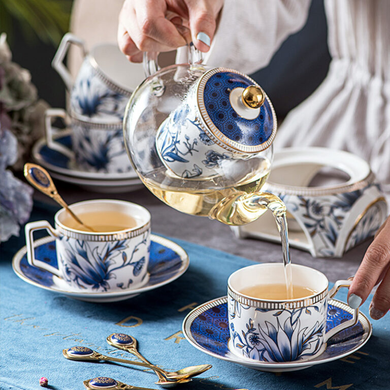 Yucca English Bone China Tea Set with Warmer - Teasetbox.com