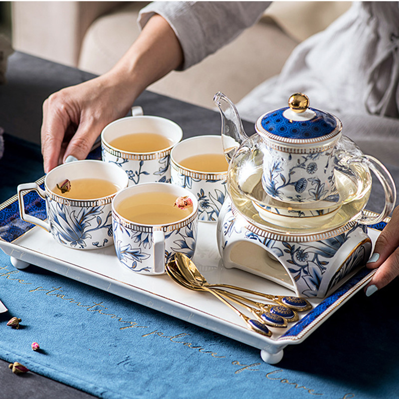 Yucca English Bone China Tea Set with Warmer - Teasetbox.com