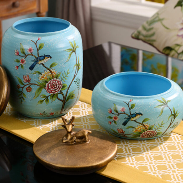 Flower-bird Tea Caddy Ceramic Loose Tea Tin - Teasetbox.com