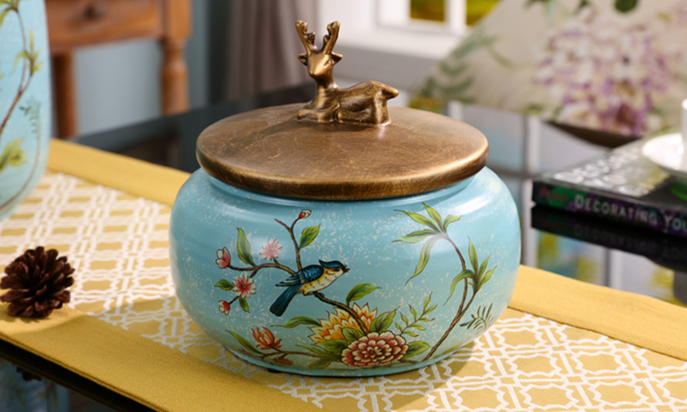 Flower-bird Tea Caddy Ceramic Loose Tea Tin - Teasetbox.com