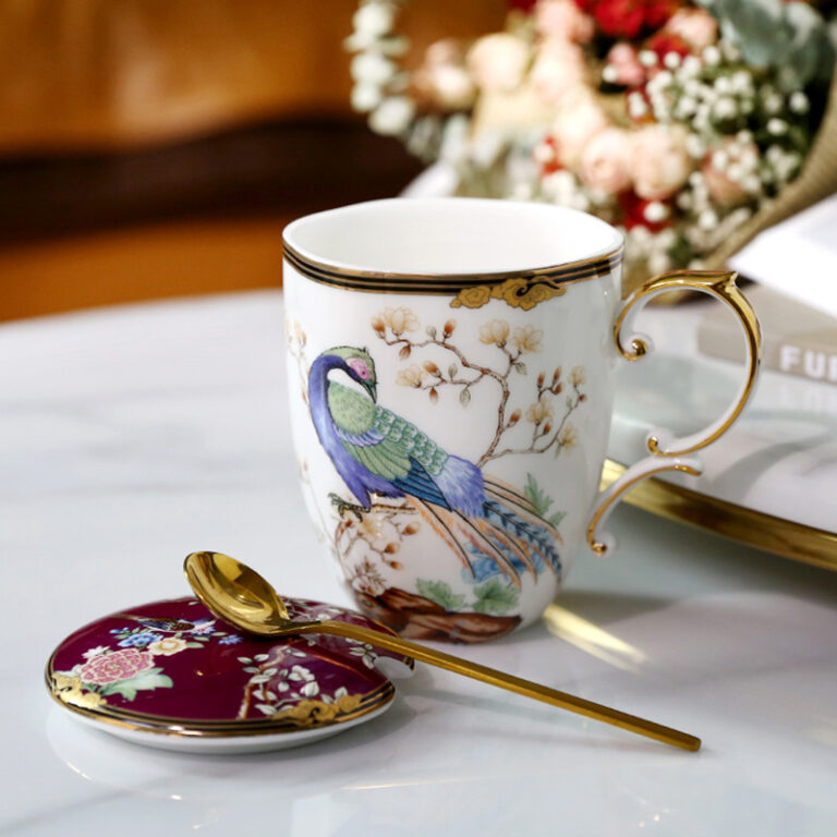 Phoenix Bone China Mug with Lid - Teasetbox.com