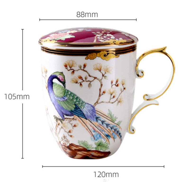 Phoenix Bone China Mug with Lid - Teasetbox.com