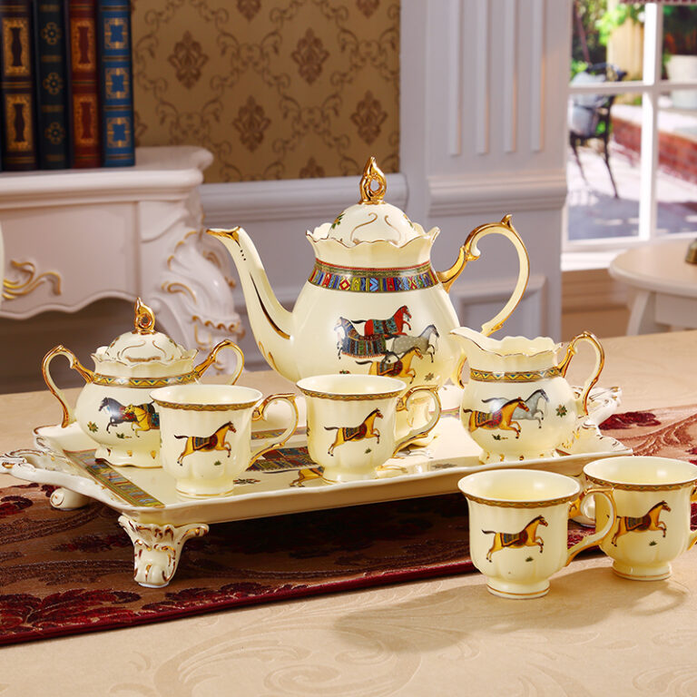 Horse English Tea Set with Tray Porcelain Teapot Set - Teasetbox.com