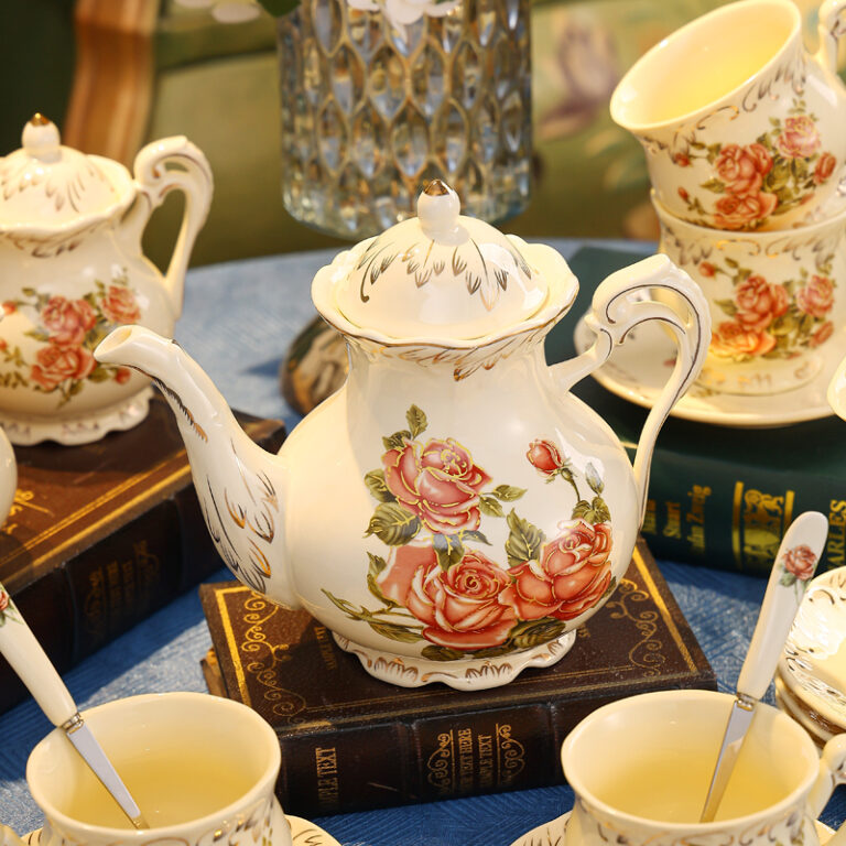 Vintage English Rose Tea Set Porcelain Teapot Set - Teasetbox.com