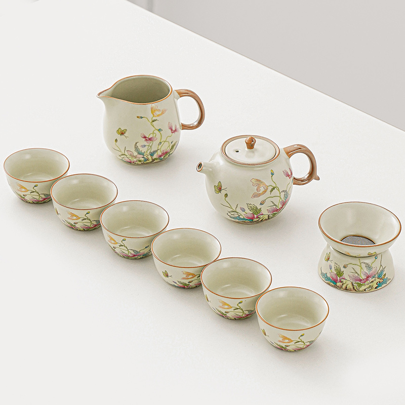 Floral Chinese Kung Fu Tea Set Ceramic - Teasetbox.com