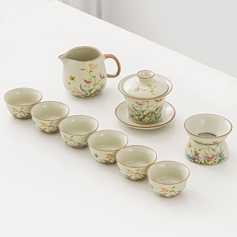 Floral Chinese Kung Fu Tea Set Ceramic - Teasetbox.com