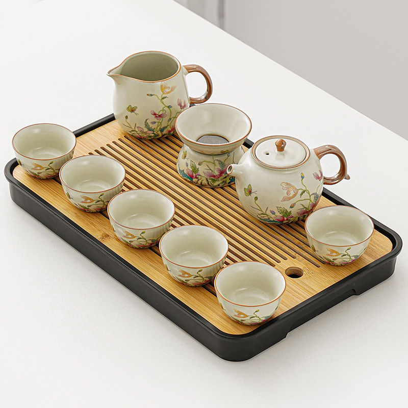 Floral Chinese Kung Fu Tea Set Ceramic - Teasetbox.com