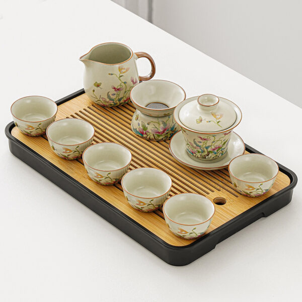 Floral Chinese Kung Fu Tea Set Ceramic - Teasetbox.com