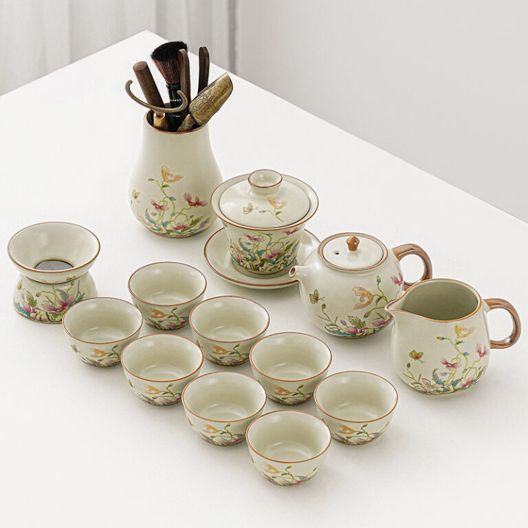 Floral Chinese Kung Fu Tea Set Ceramic - Teasetbox.com