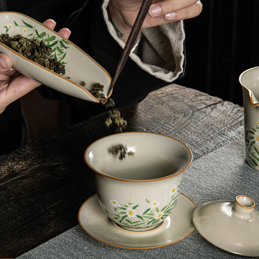 Daisy Chinese Kung Fu Tea Set Ceramic - Teasetbox.com