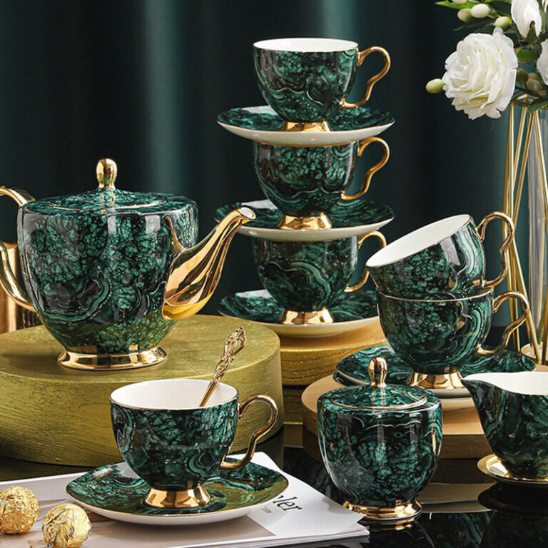 Luxury English Tea Set Porcelain Teapot Set Green - Teasetbox.com