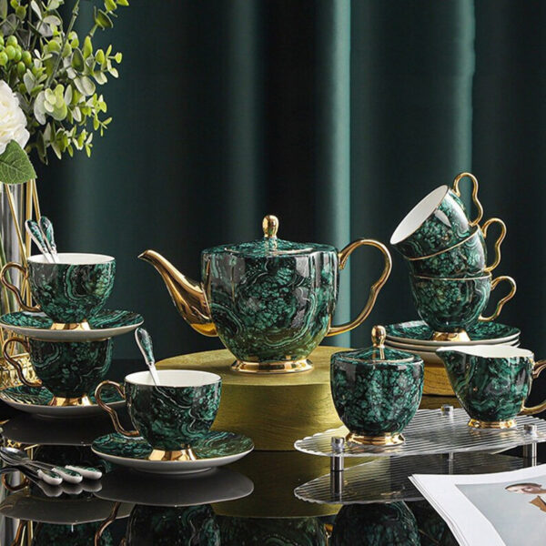 Luxury English Tea Set Porcelain Teapot Set Green - Teasetbox.com