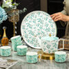 Green Leaf Tea Set Porcelain Teapot Set with Tray - Teasetbox.com