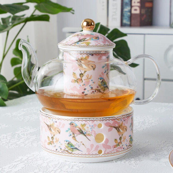 Pink Bird British Tea Set Bone China with Warmer - Teasetbox.com