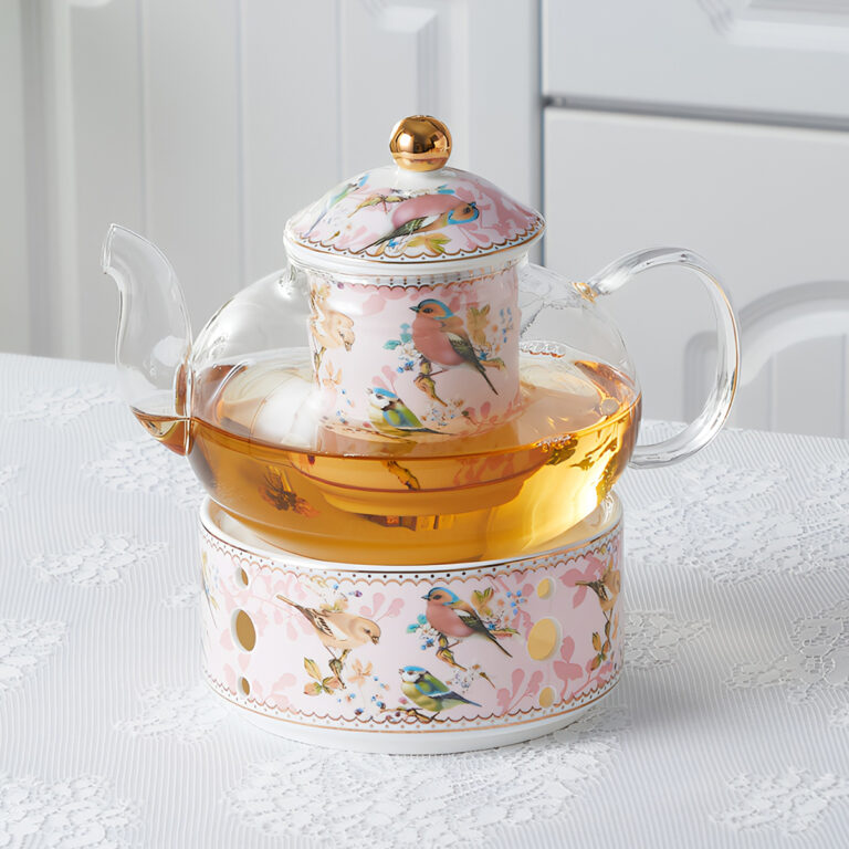 Pink Bird British Tea Set Bone China with Warmer - Teasetbox.com