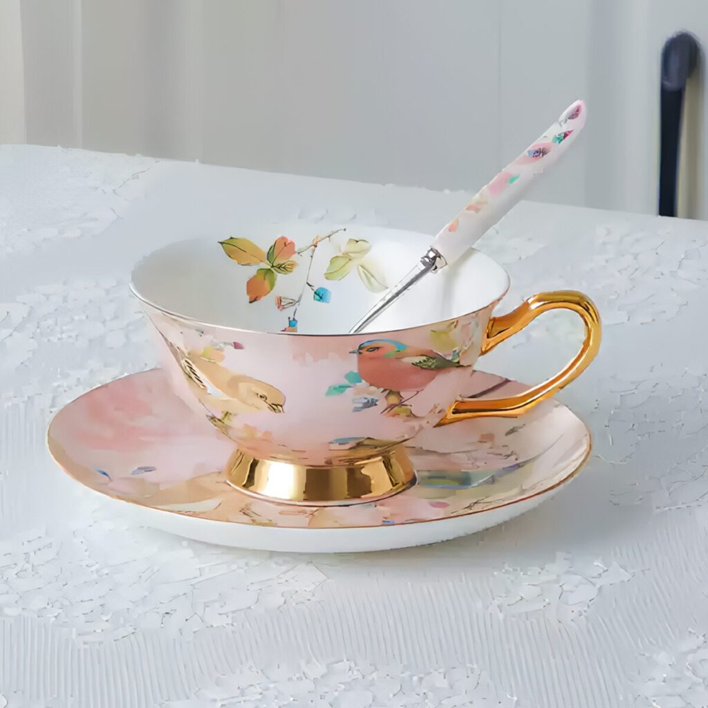 Pink Bird British Tea Set Bone China with Warmer - Teasetbox.com