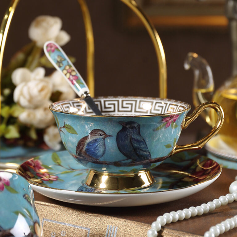 Blue Bird English Tea Set Bone China with Warmer - Teasetbox.com