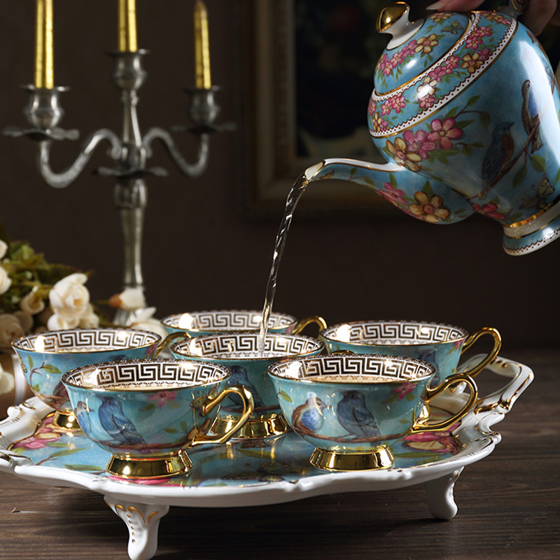 Blue Bird Teapot Set Bone China English Tea Set - Teasetbox.com