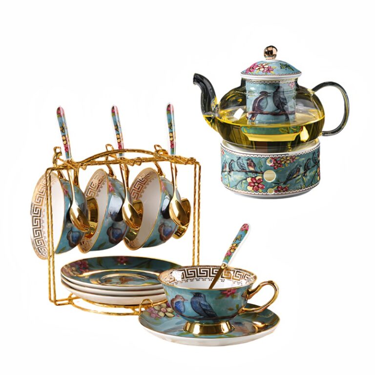 Blue Bird English Tea Set Bone China with Warmer - Teasetbox.com