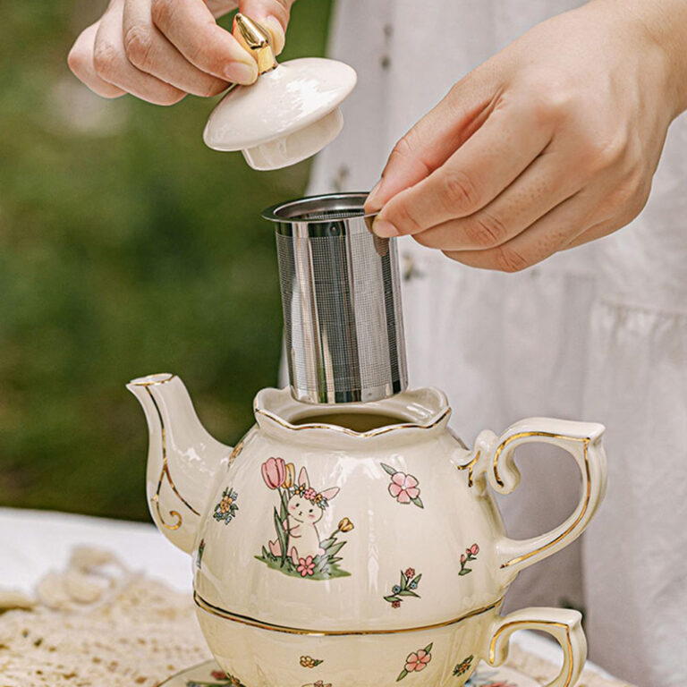 Rabbit Tea Set for One Porcelain Teapot with Infuser - Teasetbox.com