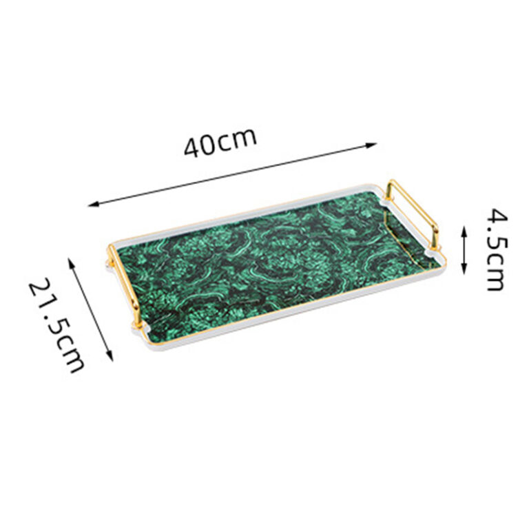 Luxury Green Table Tray Decor with Handles - Teasetbox.com