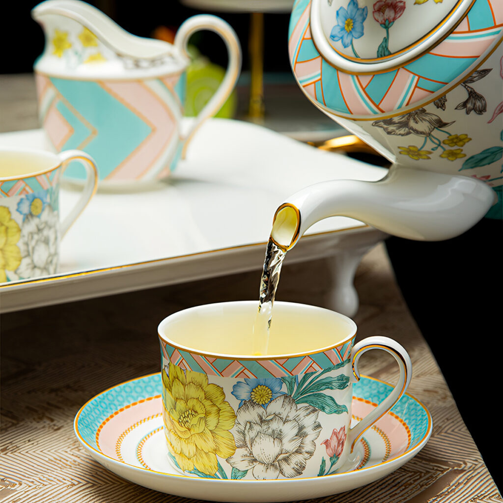 Milan Flower English Tea Set Bone China Teapot Set - Teasetbox.com