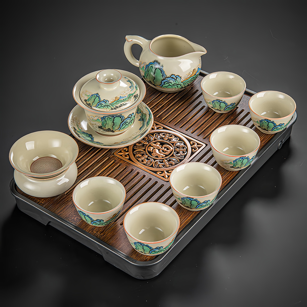 Mountain-range Chinese Gongfu Tea Set Porcelain - Teasetbox.com