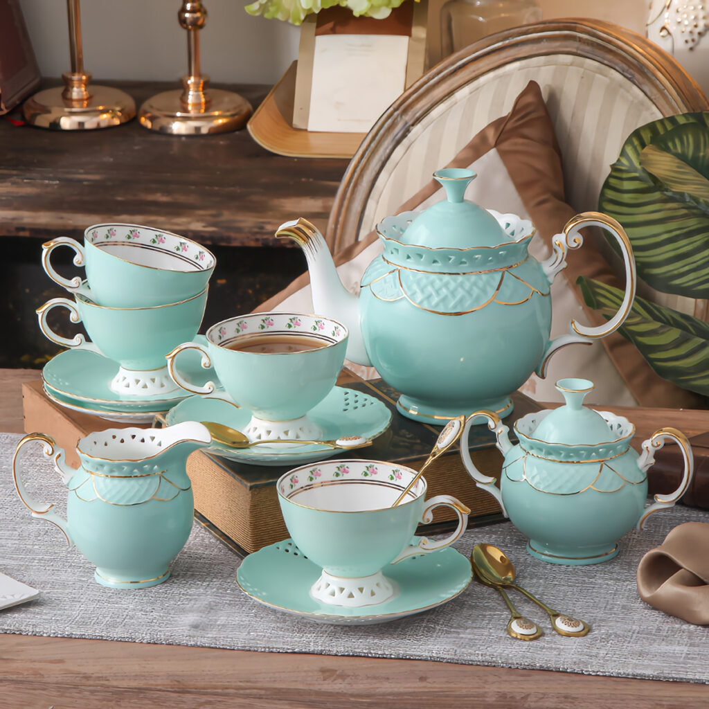 Openwork English Tea Set Bone China Teapot Set - Teasetbox.com