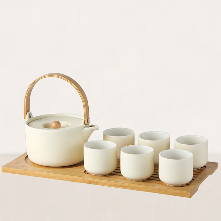 Modern Japanese Tea Set Ceramic Teapot Cup Set with Tray - Teasetbox.com