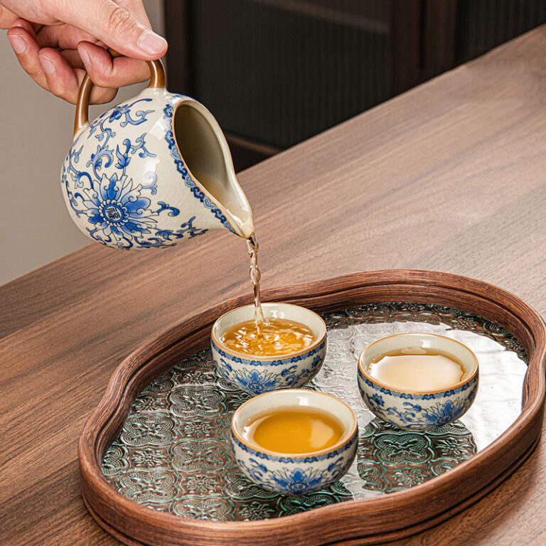 Vintage Chinese Tea Set with Tray Blue and White - Teasetbox.com