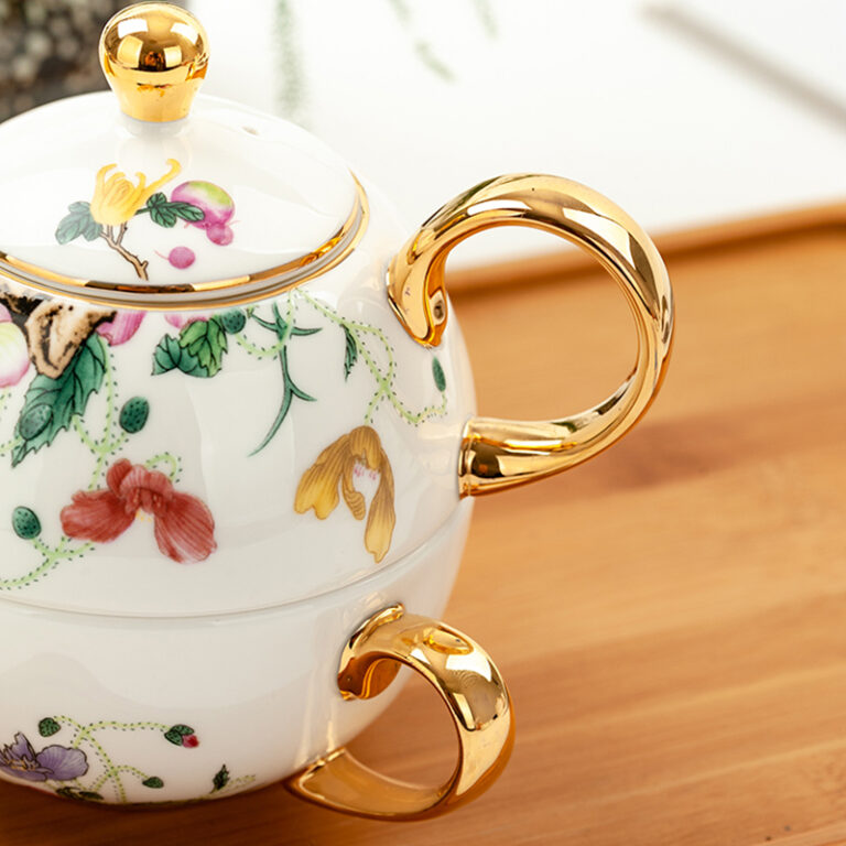 Bird Flowers Porcelain Tea Set For One Bone China | Tea Set Box