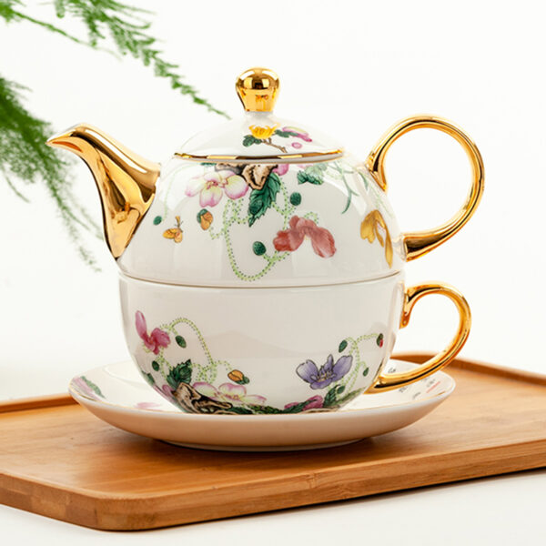 Bird Flowers Porcelain Tea Set For One Bone China | Tea Set Box