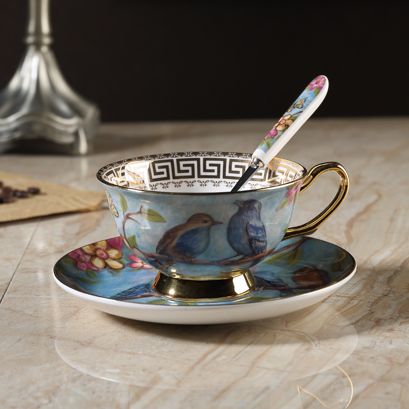 Blue Bird Cup and Saucer Set Bone China - Teasetbox.com