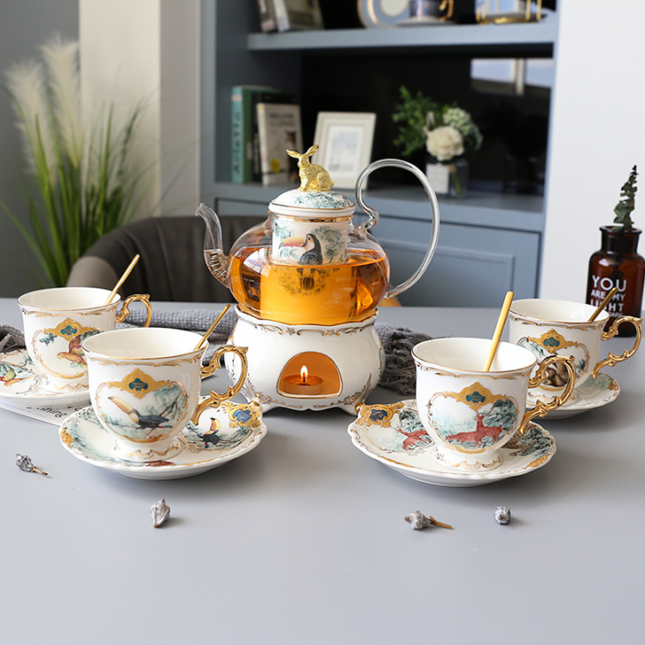 Jungle English Herbal Tea Set Porcelain with Warmer - Teasetbox.com