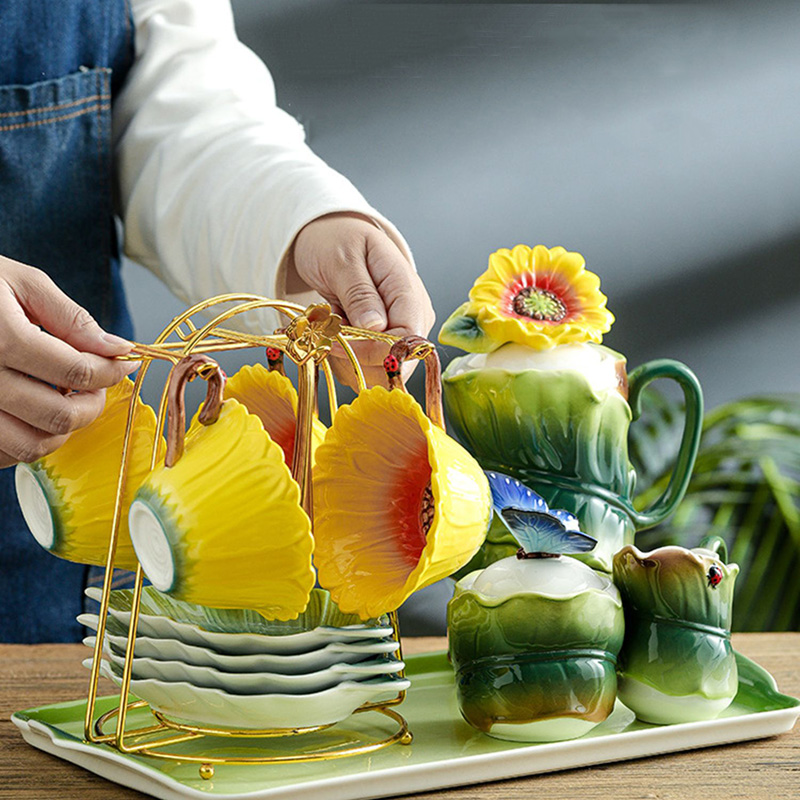 Floral Enamel English Tea Set Porcelain Teapot Set - Teasetbox.com